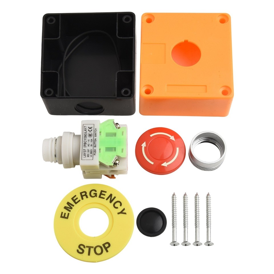 Latch Type 10A/660V Red Mushroom Push Button Switch DPST Plastic Shell ...