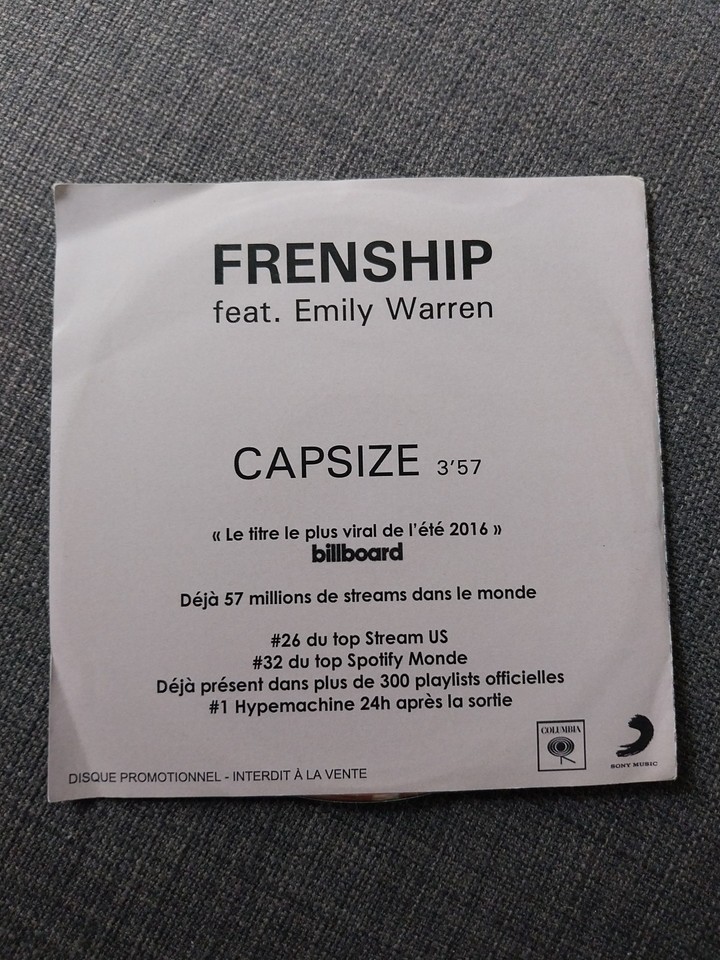 FRENSHIP FEAT EMILY WARREN CD PROMO France CAPSIZE 1 TRACK | eBay