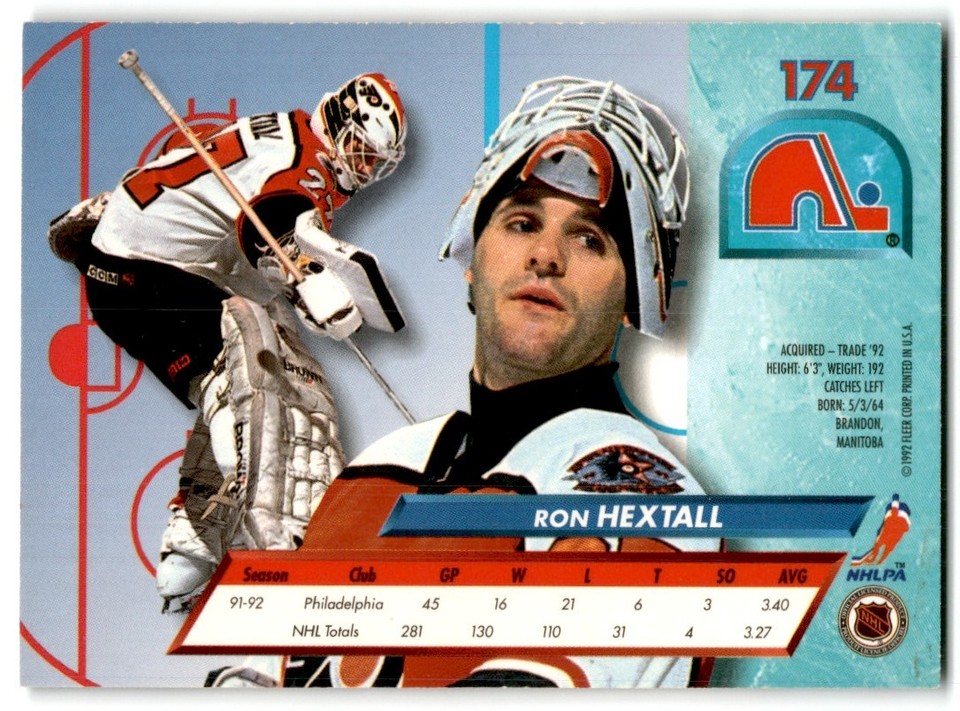 1992-93 Ultra Ron Hextall Quebec Nordiques #174 | eBay