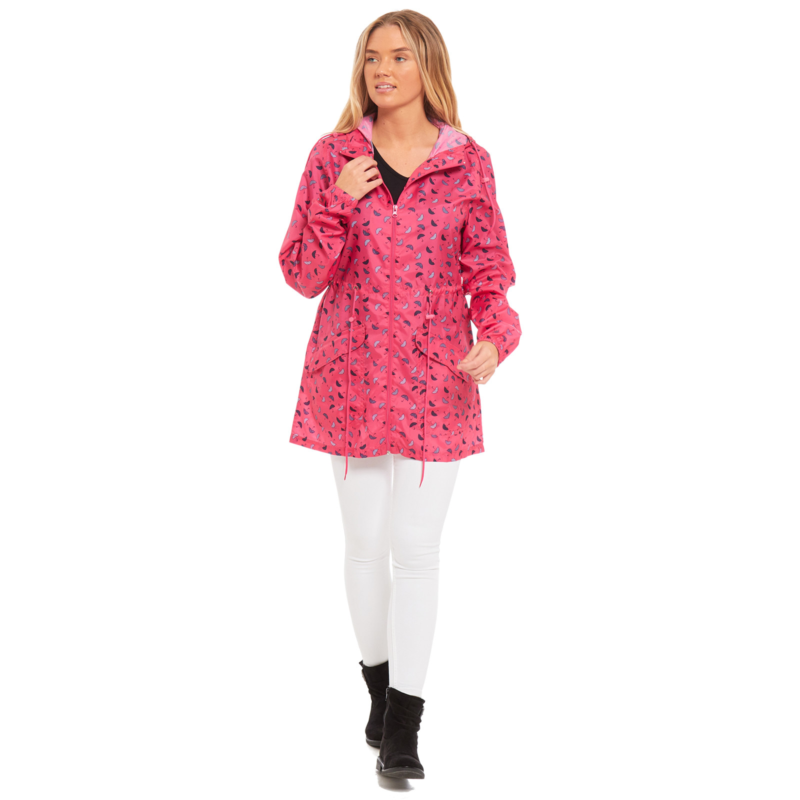 LADIES RAIN MAC WOMEN RAINCOAT FISHTAIL KAGOOL PARKA FESTIVAL HOODED ...