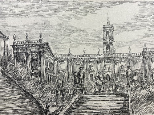Arnoldo CIARROCCHI (1916-2004) Place du Capitole Rome Italie ...
