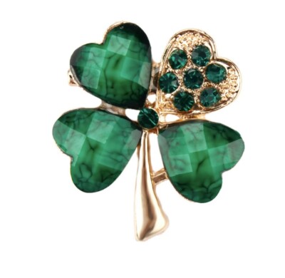 Four Leaf Clover Pin with Resin and Crystals | eBay