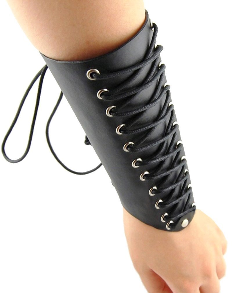 Gauntlet Leather Spiked Bracer Lace up Wriste band METAL,PUNK,GOTH ...