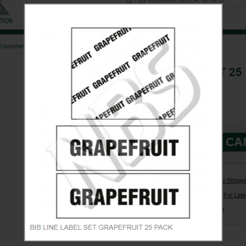 BIB LINE LABEL SET GRAPEFRUIT 25 PACK # CP051597 | eBay