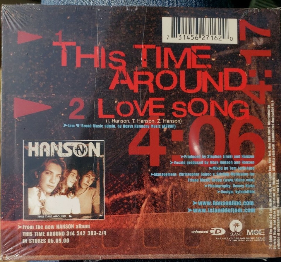 HANSON - THIS TIME AROUND / LOVE SONG 1999 Single CD 2 songs NEW LAST ...
