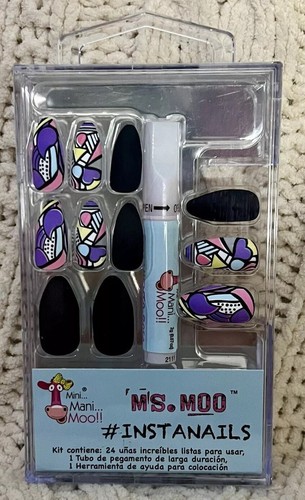 Instagram Nails Ms. Moo Instanails Glue On Black & Purple Geo ...
