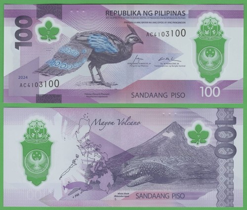 Philippines 100 Peso 2024 P-NEW UNC Polymer Banknote Piso World ...