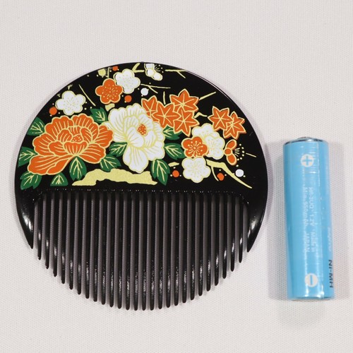 Japanese Beautiful Hair Comb Round in Black Color shipped from Kyoto ...