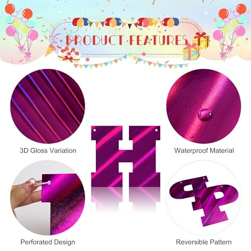 Pink Happy Birthday Letters Banner, Waterproof Nonwoven Birthday Party ...