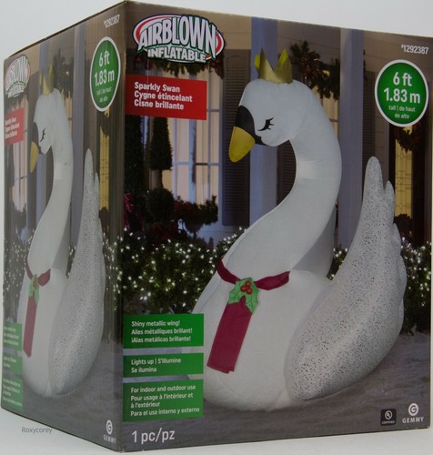 Gemmy 6 ft Christmas Sparkly Swan Airblown Inflatable NIB | eBay