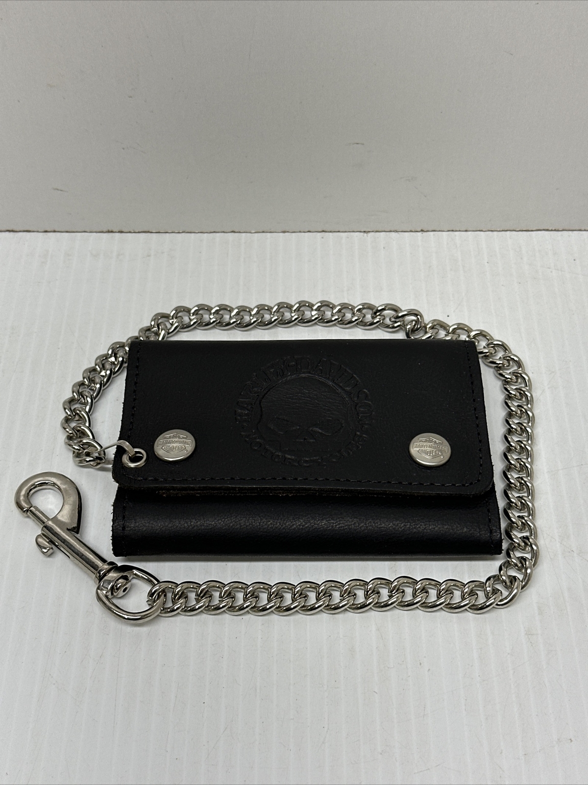 Harley Davidson Mens Chain Wallet Black Leather Embos… - Gem