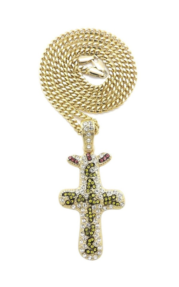 Travis Scott Cactus Jack Cross Pendant 18" 20" 24" Cuban Box Rope Chain ...