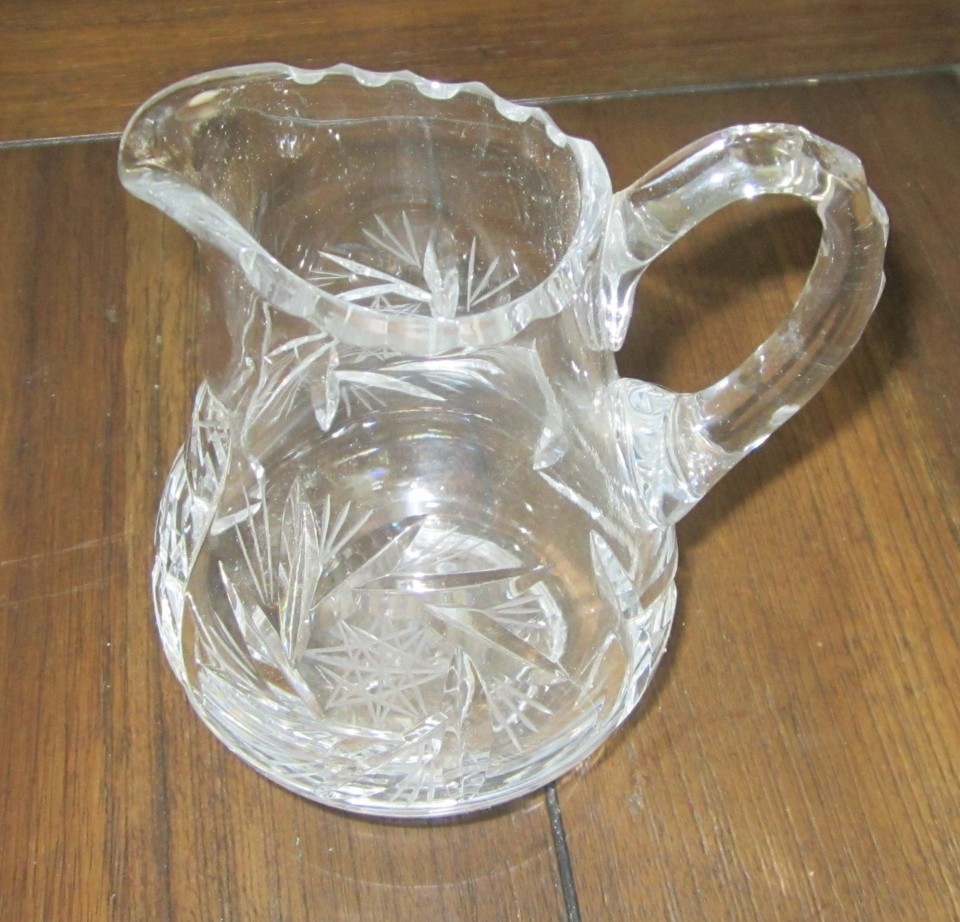 Cream Crystal Clear Glass Pitcher Star & Pinwheel Design Czechoslovakia ...