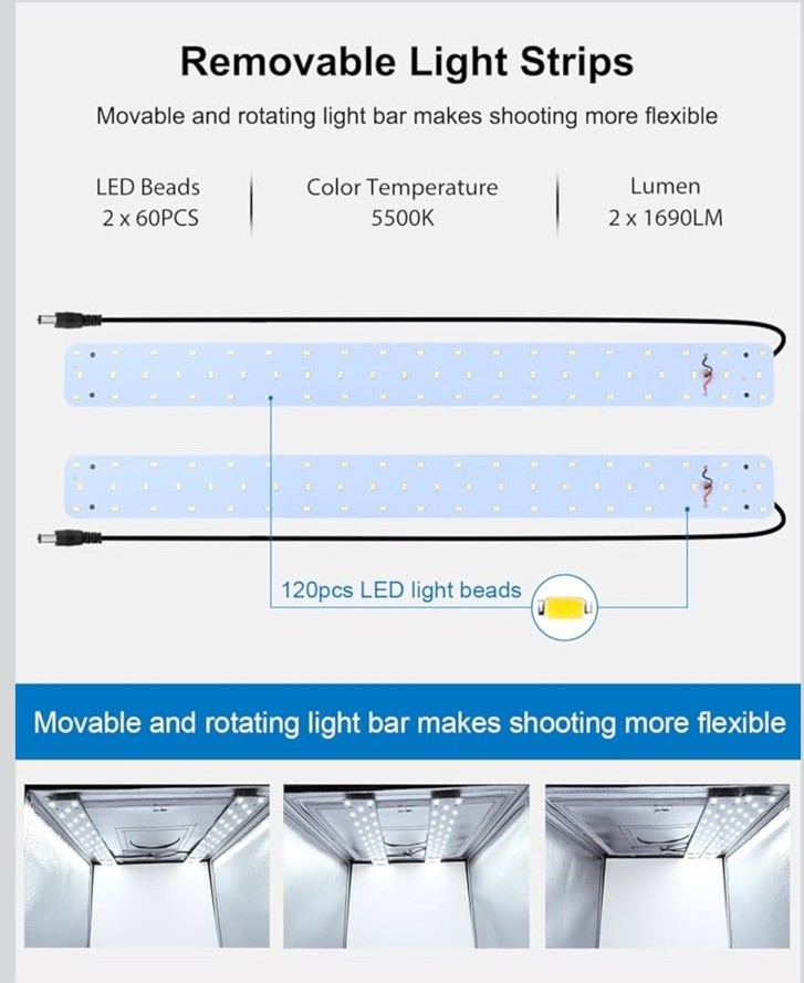 PULUZ 24" Large LED Light Box Photo Tent Dimmable Photography Studio ...