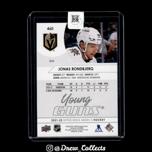 2021-22 Upper Deck #460 Jonas Rondbjerg Vegas Golden Knights Young Guns ...