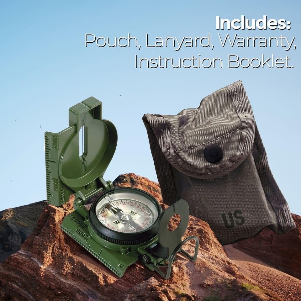 Military-Grade Waterproof Lensatic Compass for Tactical Navigation and ...