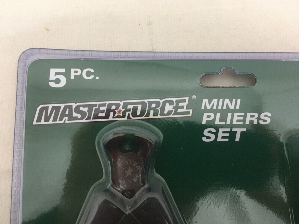 (1) NEW Masterforce 5-pc Mini Pliers Set - End Nipper/Diagonal/Bent ...