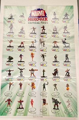 Heroclix Critical Mass Set One Sided Checklist Poster USED Marvel 19 3/ ...