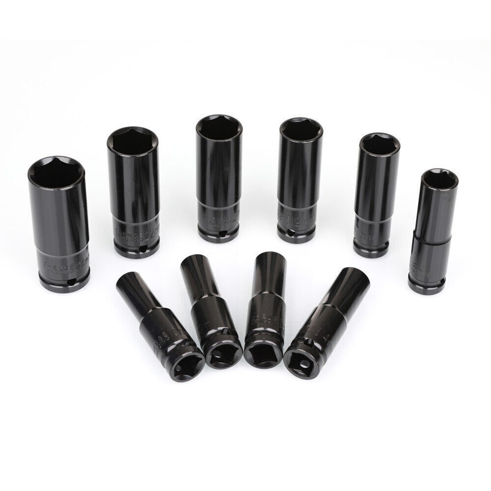 1/2” Heavy Duty Drive Deep Impact Sockets Set 8-24mm Long Reach Wheel ...