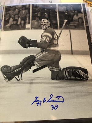 California SEALS Gary SIMMONS #30 Signed KICK SAVE w/ ANTIQUE Mask 8X10 ...