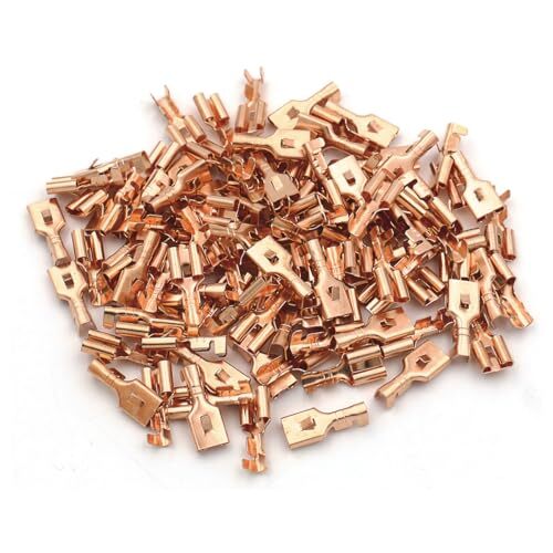 100 Pack 4.8mm Female Spade Locking Tab Non-Insulated Crimp Connectors ...