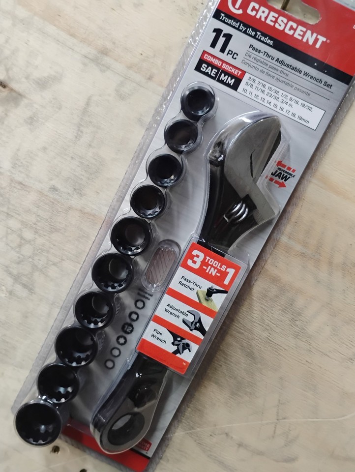 3/8 in. Drive Pass-Thru Adj. Wrench Spline Socket Set 11-Piece ...