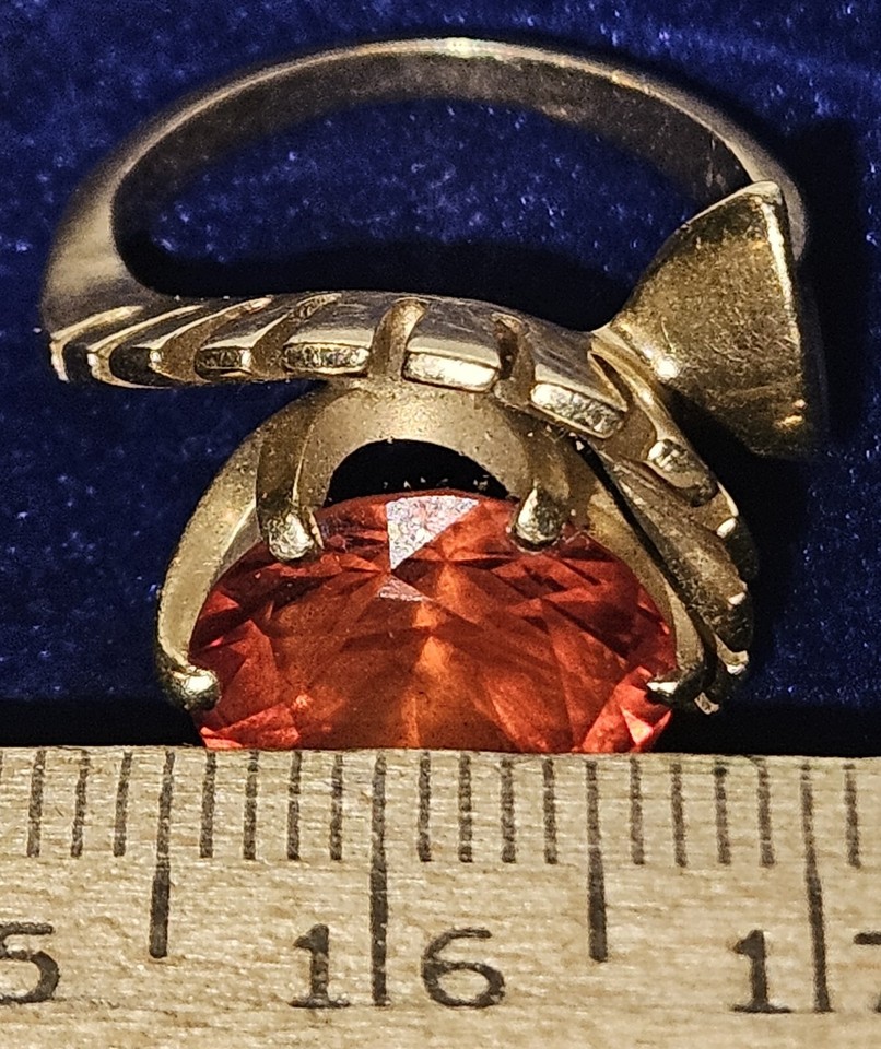 Brilliant Antique Vintage Orange Stone 14K Gold Ring Strell size 6 ...