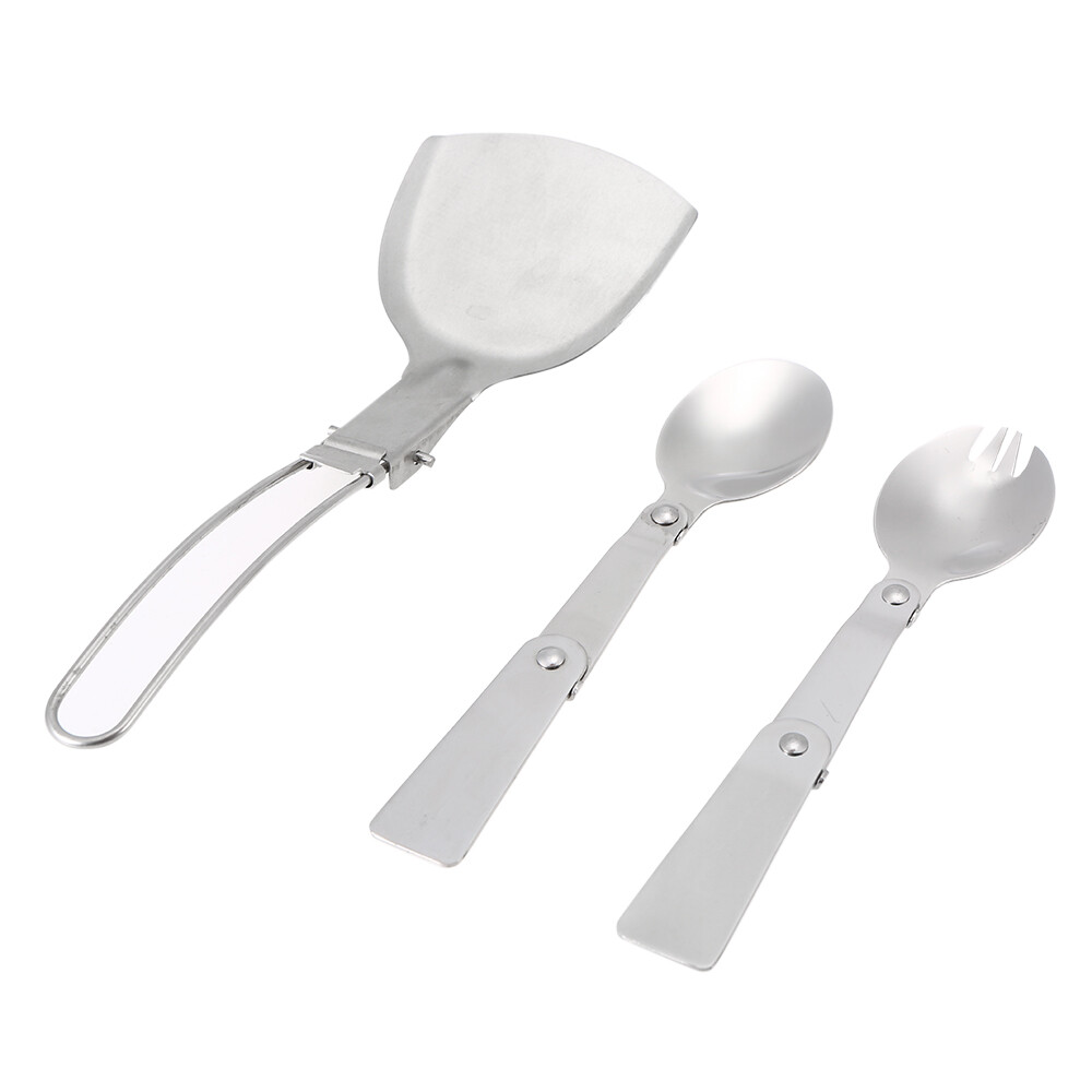 10Pcs Camping Cookware Mess Kit Portable Stainless Steel Folding S7Y6 ...