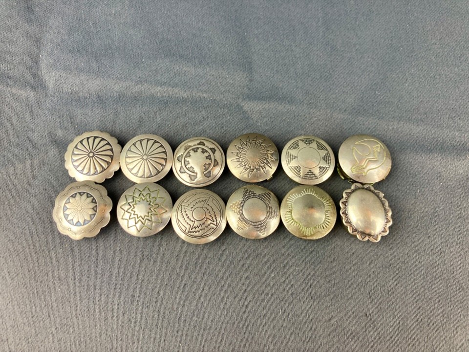 Mixed Lot/12 Vintage Sterling Silver Button Covers Concho Southwest ...