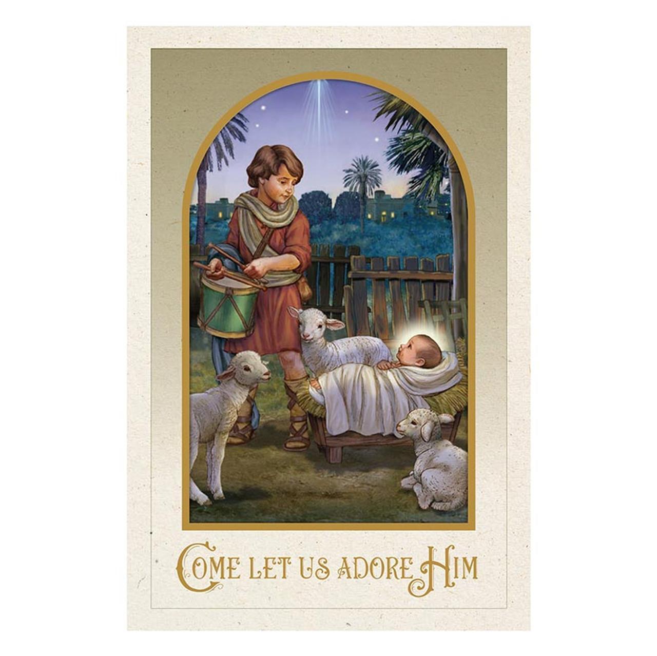 Greeting Card Let Us Adore Him Drummer Boy Size 4.5in W x 6.75in H Pack ...