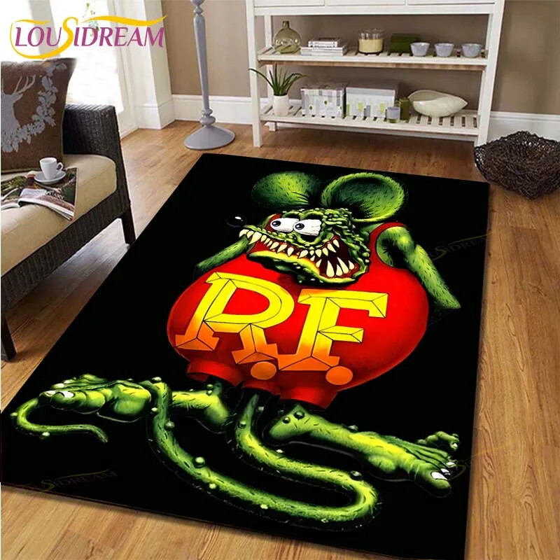 Rat Fink Art Rug Hot Rod Doormat for Garage non-slip Large floor mats ...