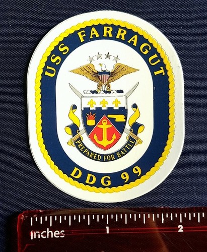 USS Farragut DDG 99 Destroyer Navy Ship Crest Mini Sticker Decal ...