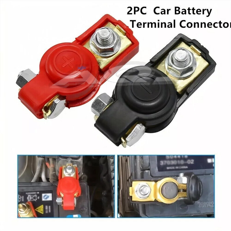 2x Adjustable Auto Car Battery Terminal Connector Ends Clamp Positive ...