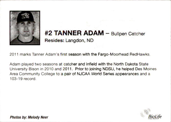 2011 Fargo-Moorhead RedHawks Team Issue #1 Tanner Adam Langdon North ...