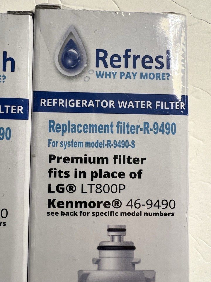 Refresh 2PC Refrigerator Water Filter Replacement Filter R-9490 Brand ...