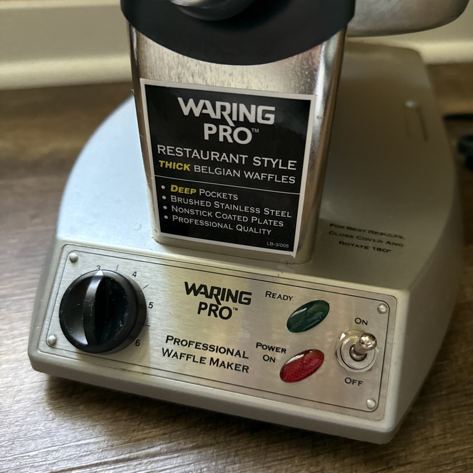 Waring Pro Belgian Waffle Maker WMK300 Stainless Steel Rotating No Drip ...