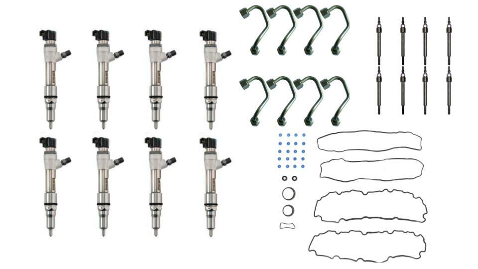 2009 6.4 Ford Injector Kit With Glow Plugs Valve Cover and Set of Lines ...