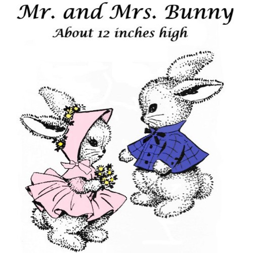 12" Jointed Bunny Rabbits And Their Clothes, Mr. And Mrs. Rabbit Sewing ...