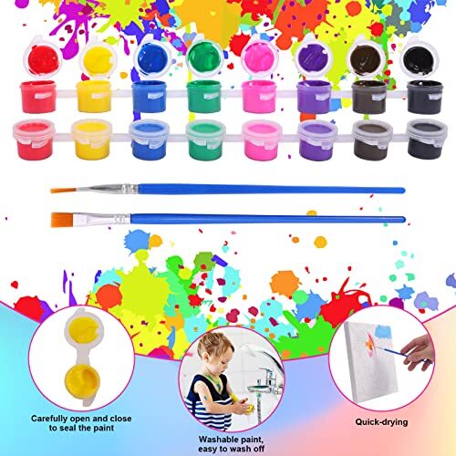 Acrylic Paint Set,108Pcs Washable Paint Set for Kids,8 Colors Washable ...
