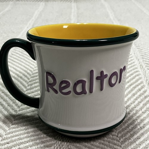 Realtor Coffee Cup 3D Relief Purple Green Mug Yellow Interior Vintage ...