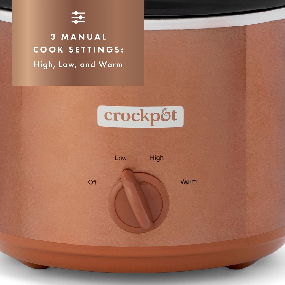 Crock-Pot 3 Quarts Manual Design Slow Cooker w/3 Heat Settings, Copper ...