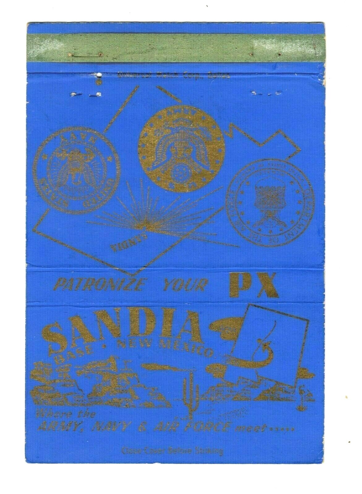 SANDIA BASE military matchcover matchbook - PX - WORLD WAR II | eBay