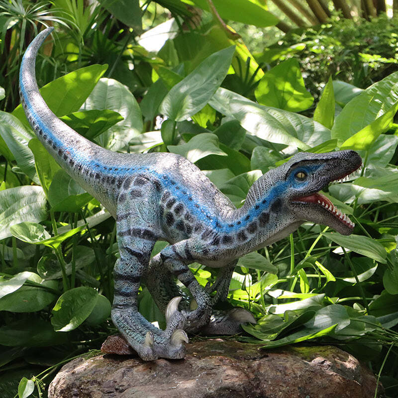 Blue Velociraptor Baby Dinosaur Life Size Resin Statue Jurassic Display ...