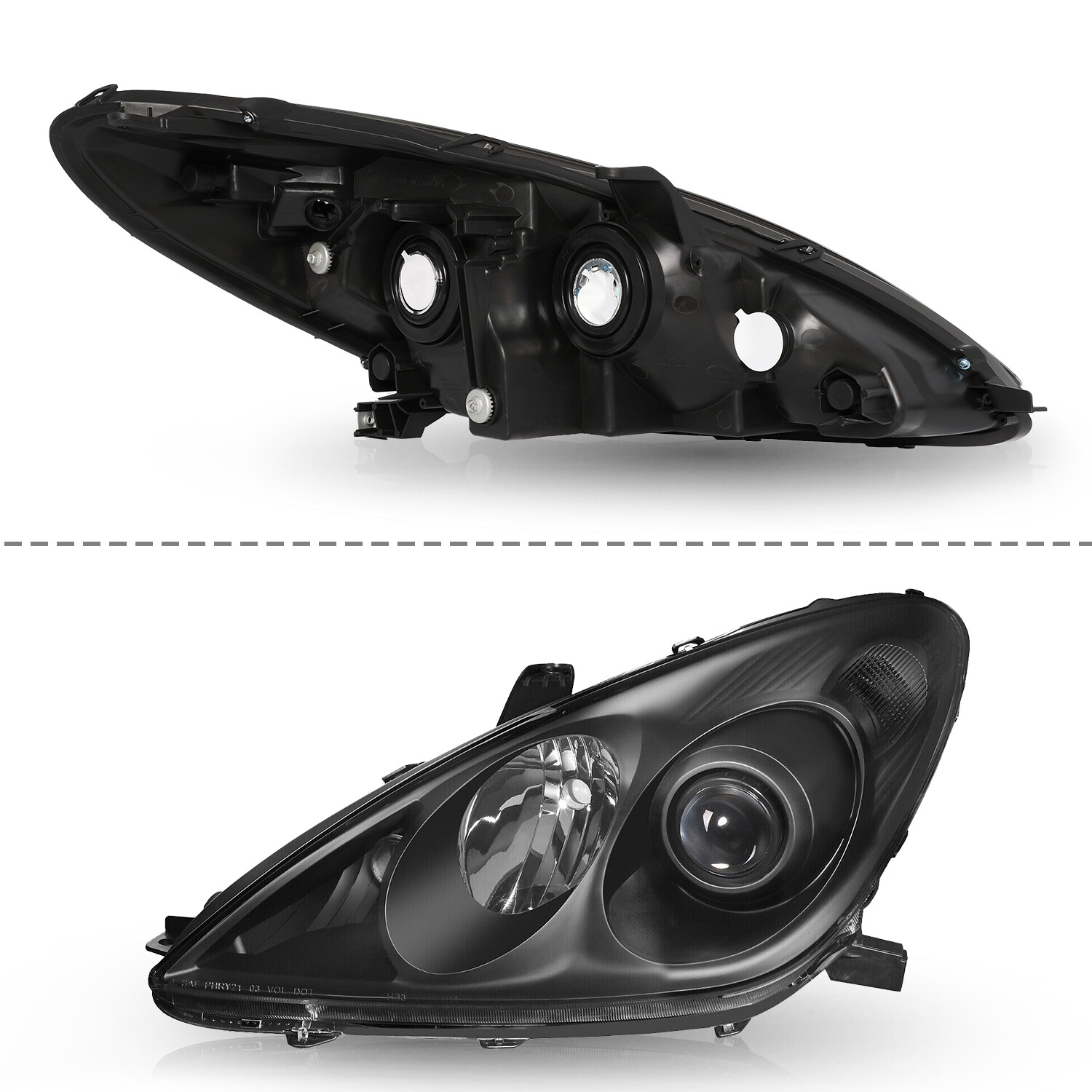 Headlights For 2004 2005 2006 Lexus ES330 Halogen Black L+R Pairs Lamps ...