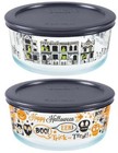 Pyrex 4 Cup HALLOWEEN Storage SPOOKY FUN /Haunted Mansion Cemetery ...