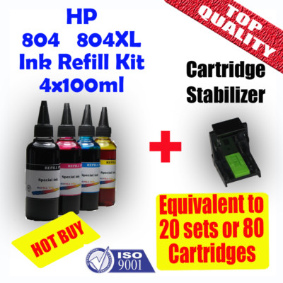 HP 804 804XL Refill Ink Cartridges 4x100ml HP envy Photo 7820, 6222 ...