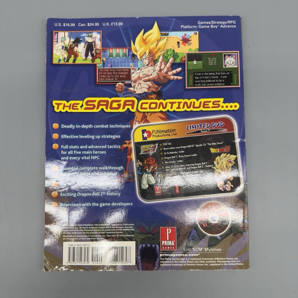 Dragon Ball Z Legacy of Goku II Strategy Guide Prima Games No DVD ...