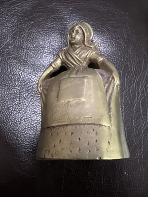 Antique 5" Solid Brass Woman Lady Bell with Feet Boots Clappers ...