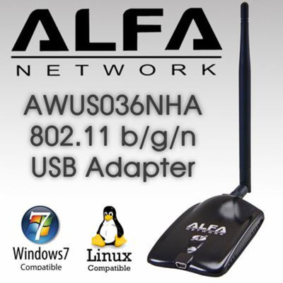 ALFA AWUS036NHA 802.11n Wireless-N Wi-Fi Adapter Low Buffer + Clip ...