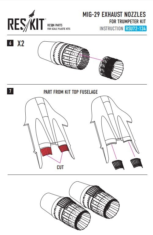 ResKit RSU72-0134 Scale 1:72 MiG-29 exhaust nozzles Trumpeter Upgrade ...